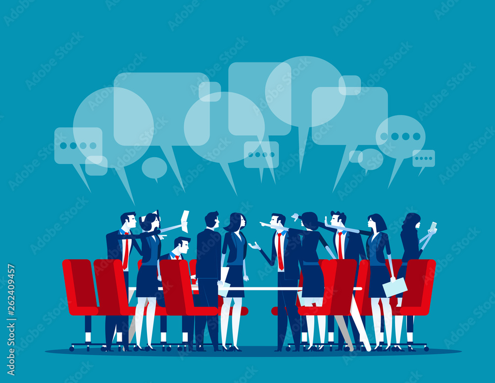 Vector illustration of meeting, The discussion, Listening & Talking ...