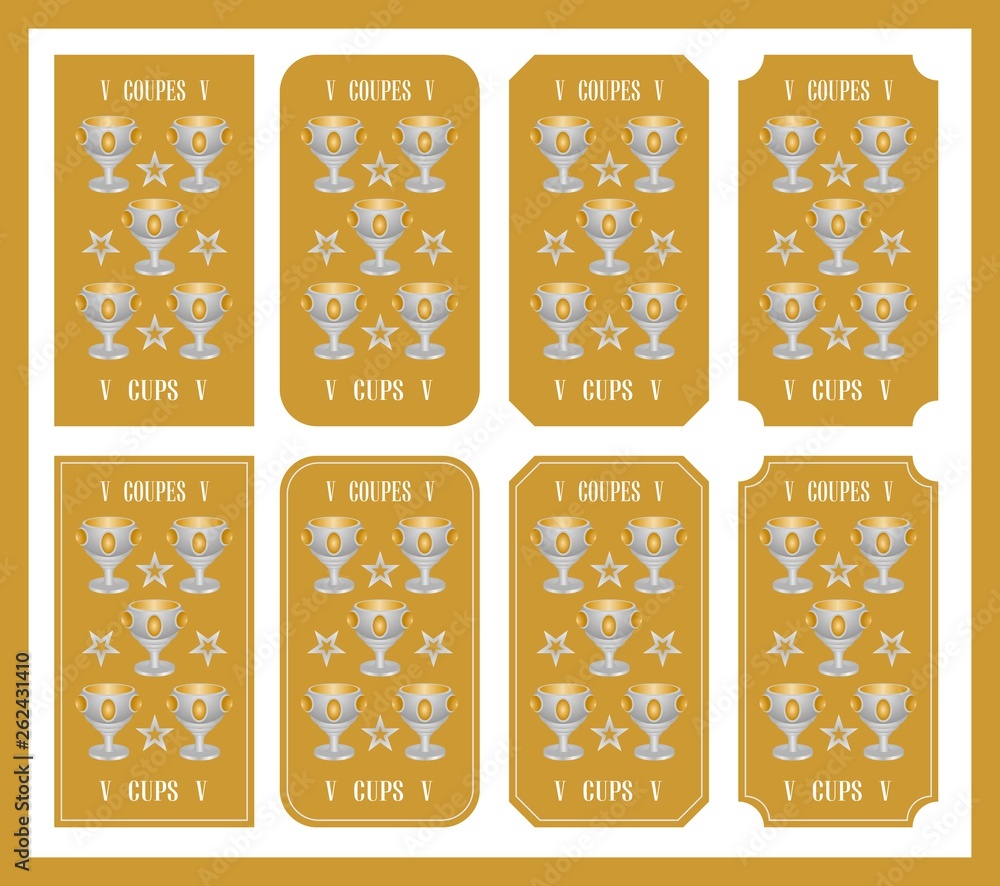 Five of cups Tarot of the symbols golden and white Stock Vector | Adobe ...