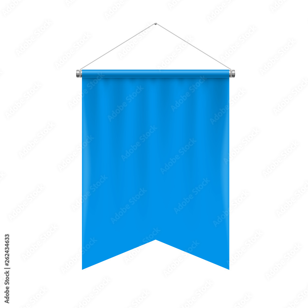 Gonfalon Fishtail Bottom Vertical Blue Flag Banner on a White. Empty ...