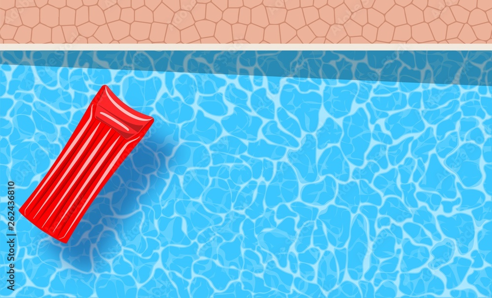 inflatable mattress floating in a swimming pool. Poster template for ...