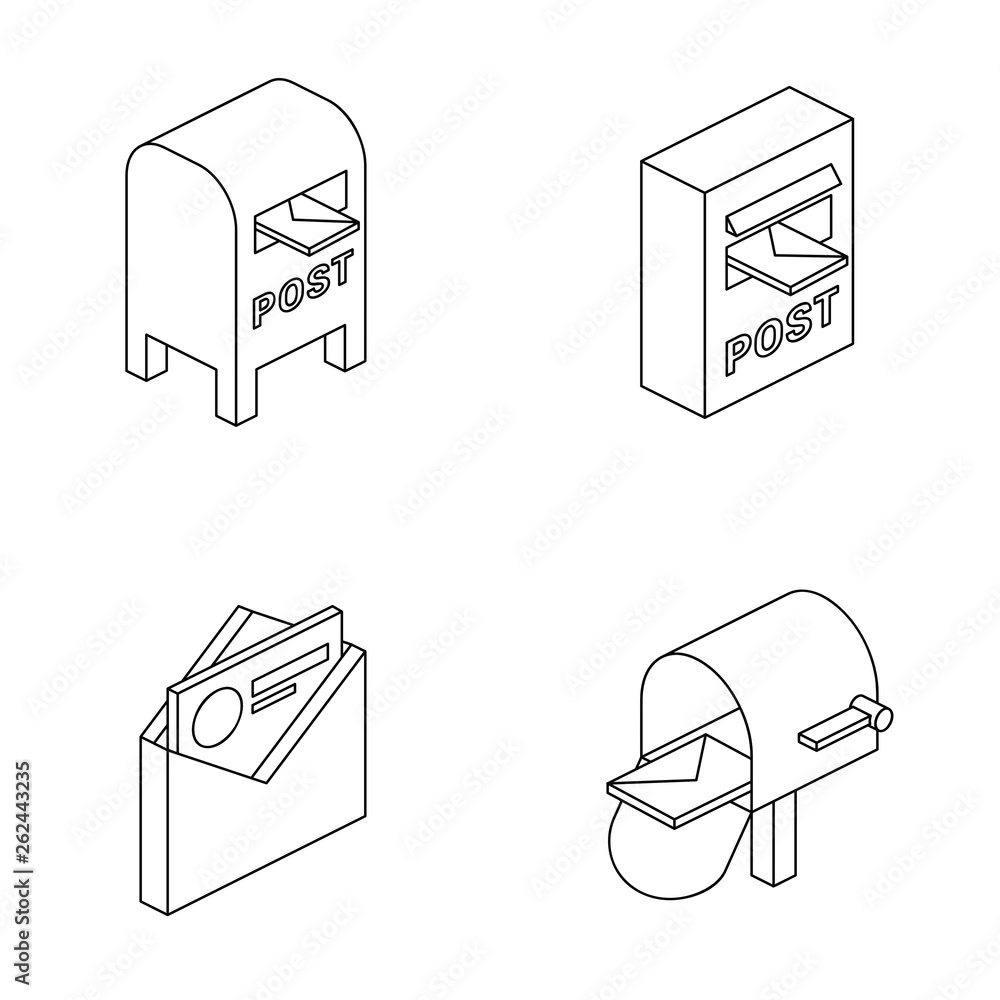 Mail letter parcel 3d vector icon isometric lines color minimalism ...