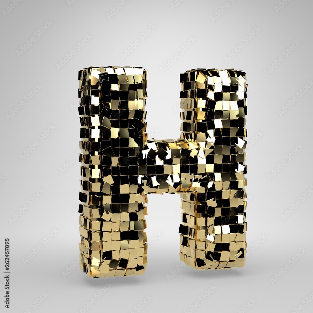 Disco ball uppercase letter H isolated on white background. 3D rendered ...