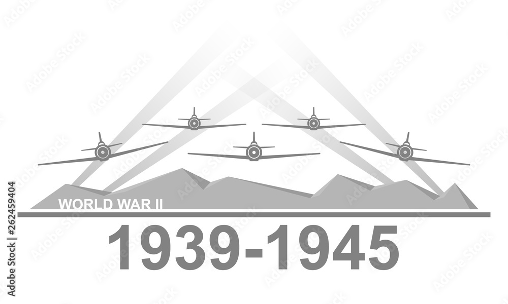 World War II 1939-1945 black and white vector illustration. Stock ...