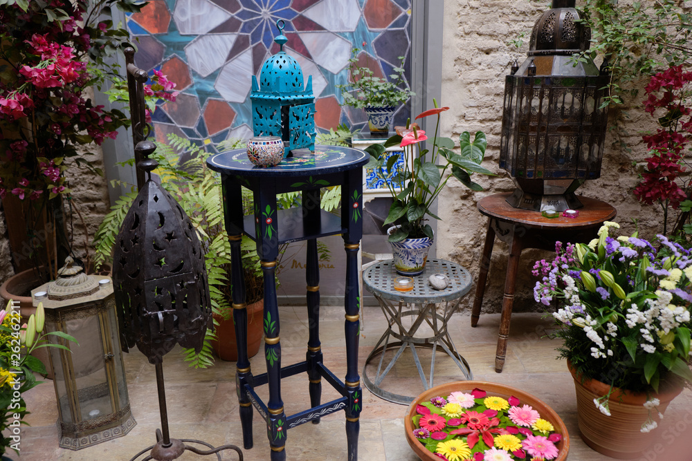 April 2019 - seville spain - decorative composition flower adn vase and ...