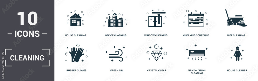 Cleaning set icons collection. Includes simple elements such as House ...