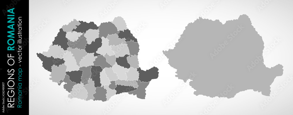 Vector map of Romania and regions GRAY Stock Vector | Adobe Stock