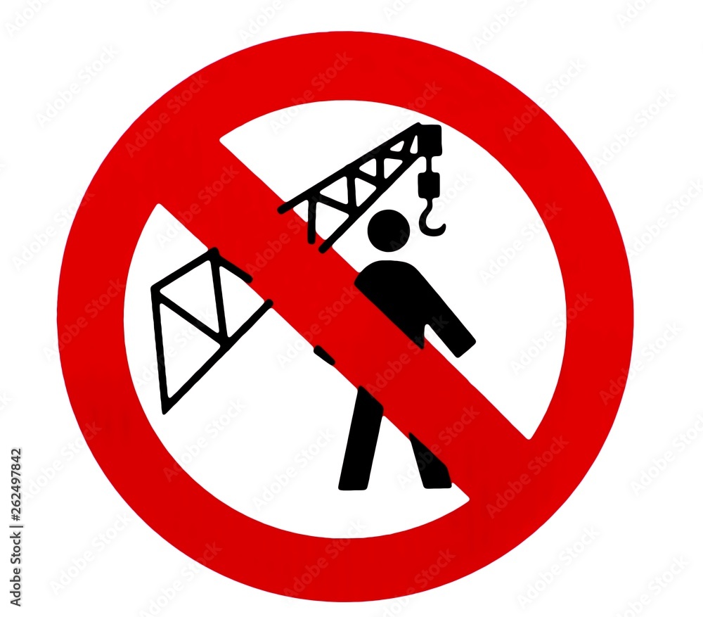 Do not stay under the crane swing, safety sign Stock Illustration ...