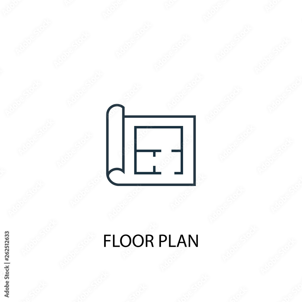 Floor plan concept line icon. Simple element illustration. Floor plan ...