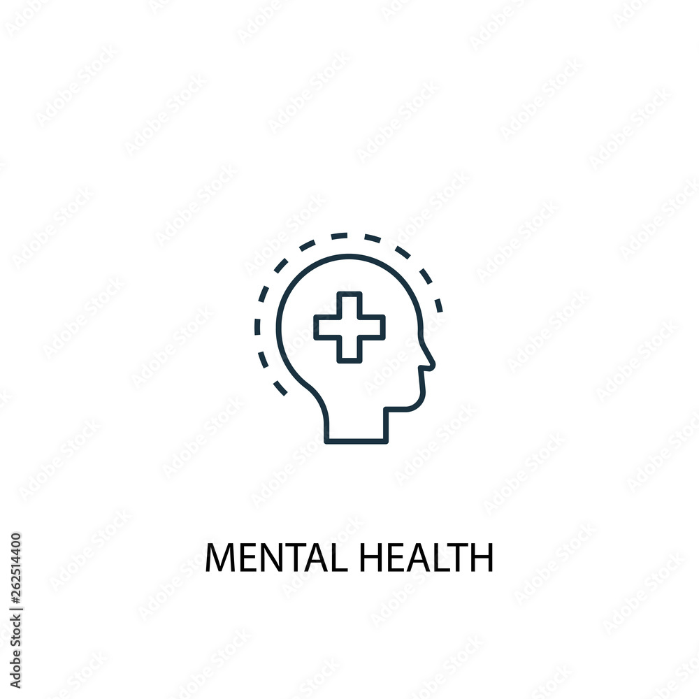 Mental health concept line icon. Simple element illustration. Mental ...