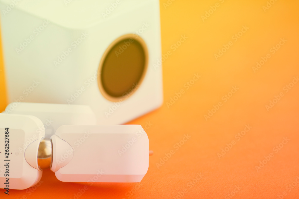 Wifi business concept. Wifi router, access points, mobile phone, laptop ...