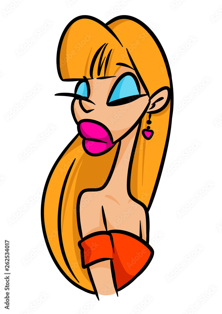 Beautiful glamor fashion model redhead girl portrait cartoon ...