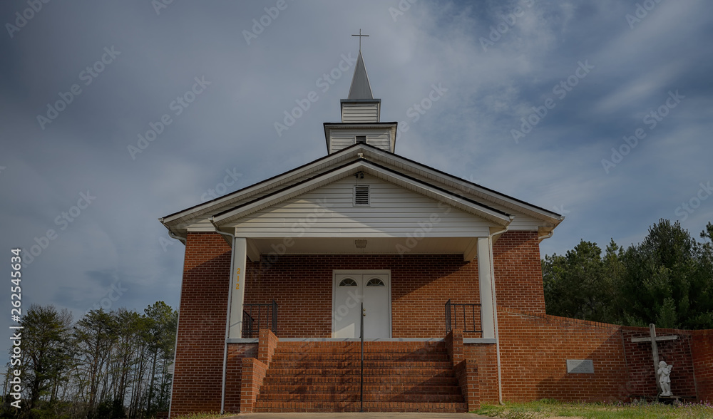 "Community Church" Small Brick Church with Cross and Angel ZDS Churches ...