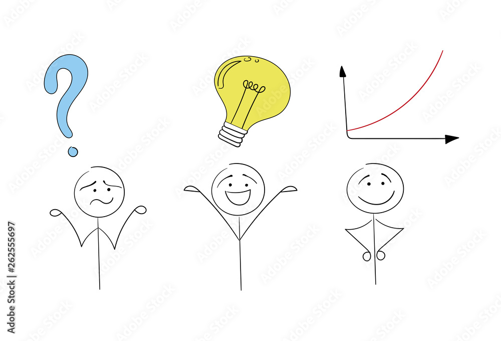 idea sign drawing question mark icon solution symbol stick figure man ...