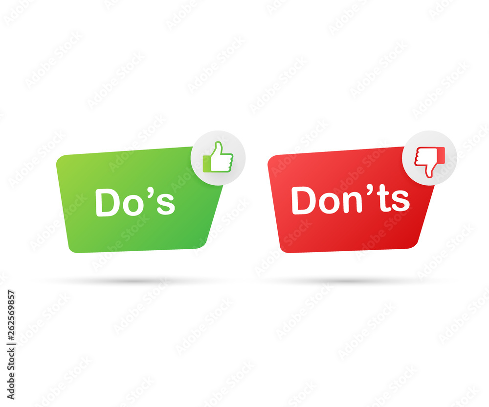 Do's and Don'ts like thumbs up or down. flat simple thumb up symbol ...