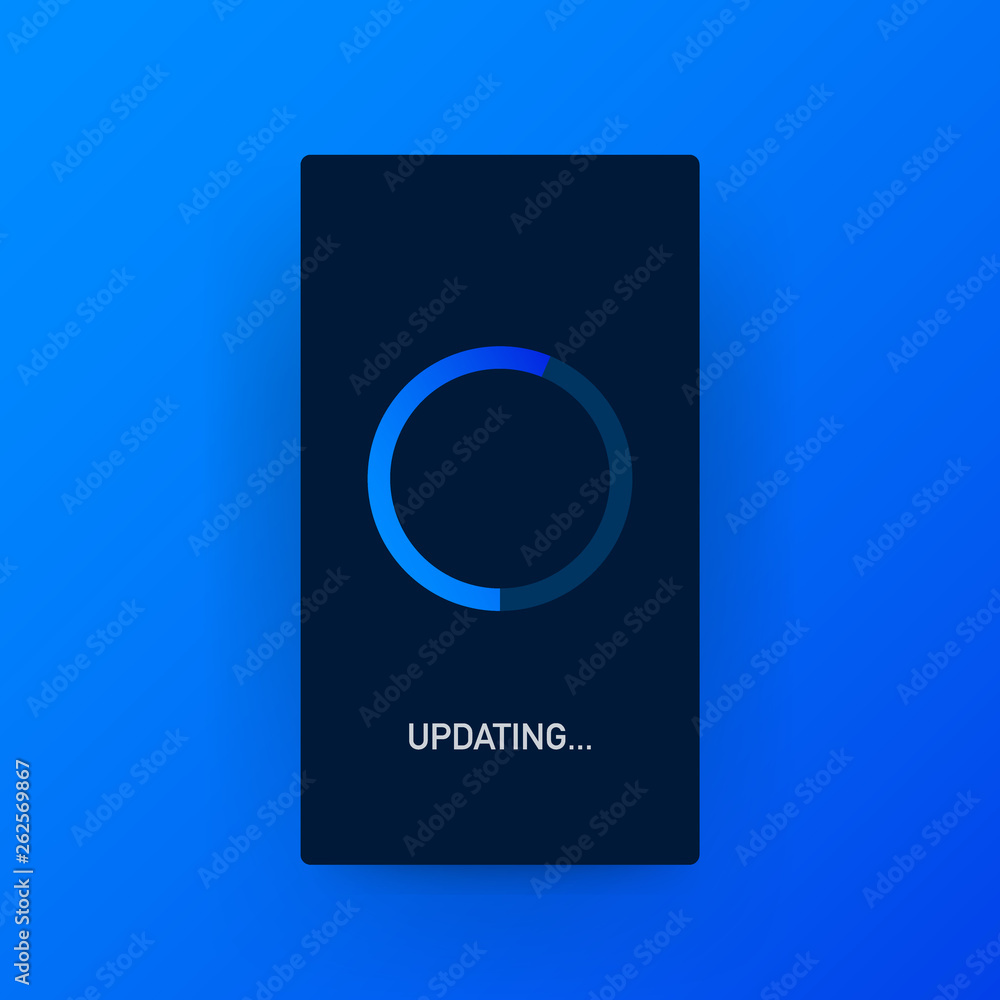 System software update, data update or synchronize with progress bar on ...