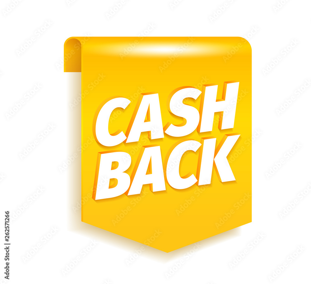 Cash back bookmark flag. Shining gold. Cashback word letters. Icon ...