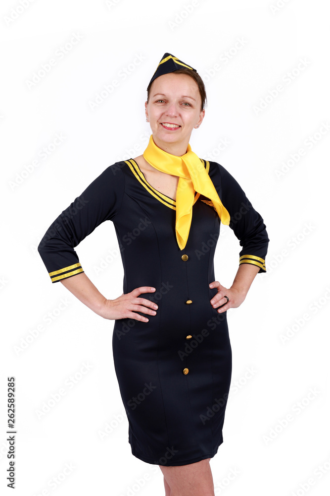 Stewardesse - Portrait of charming and smiling stewardess wearing in ...