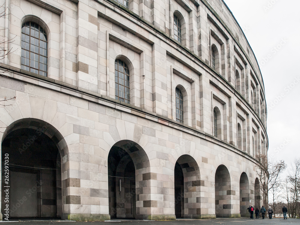 Detailed view of Nazi Congres Hall inspired by Colosseum, Nuremberg ...