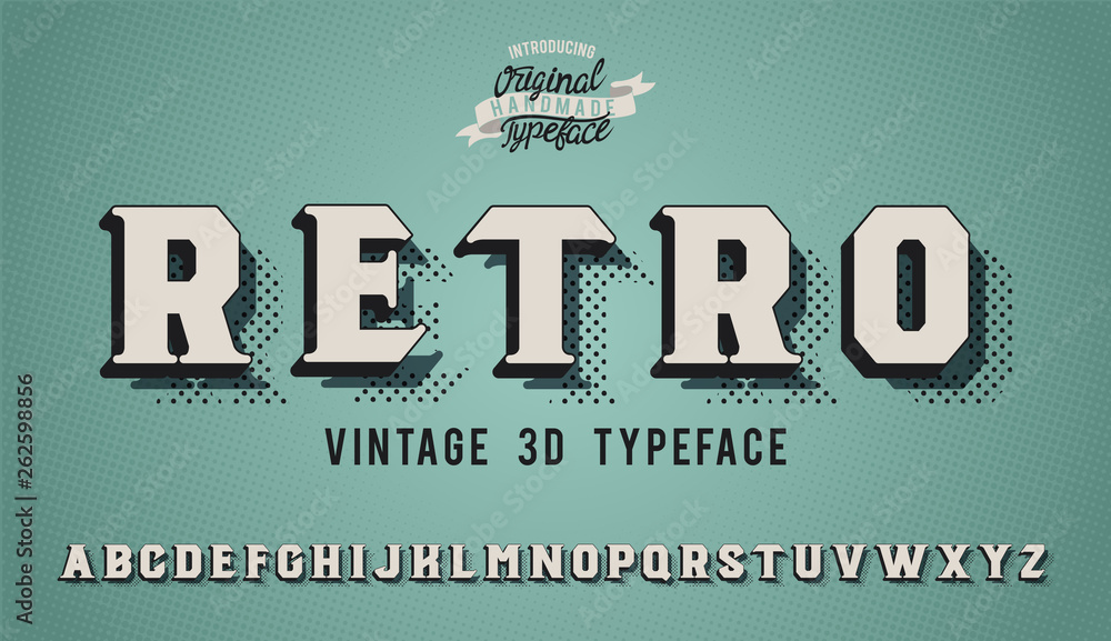 "Retro". Vintage 3d alphabet. Sign Inspired Super Detailed Realistic ...
