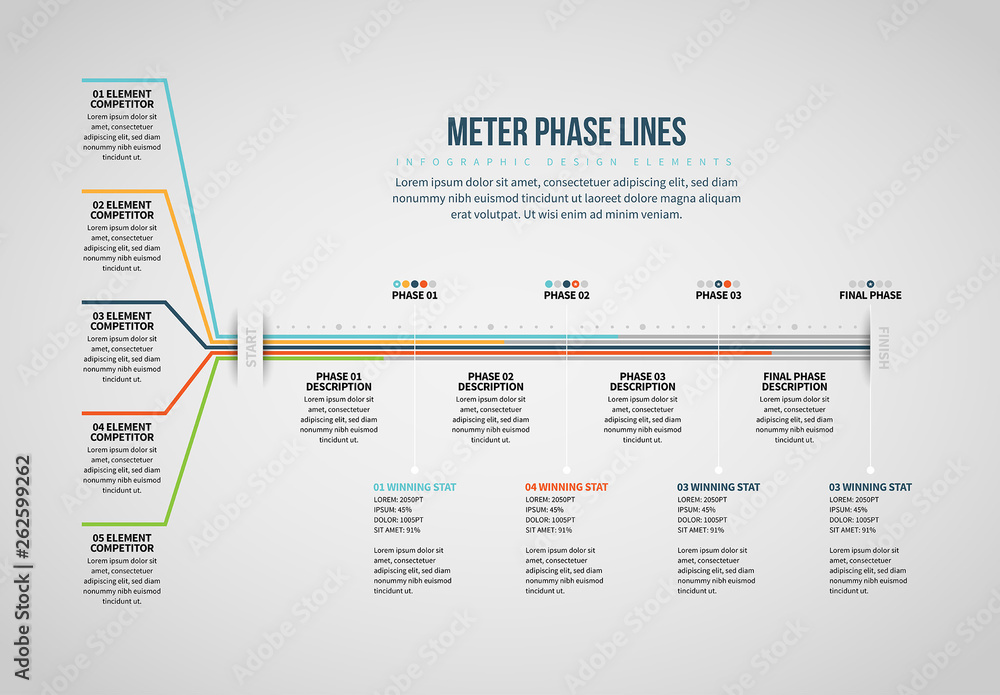 Meter Phase Lines Infographic Stock Template | Adobe Stock