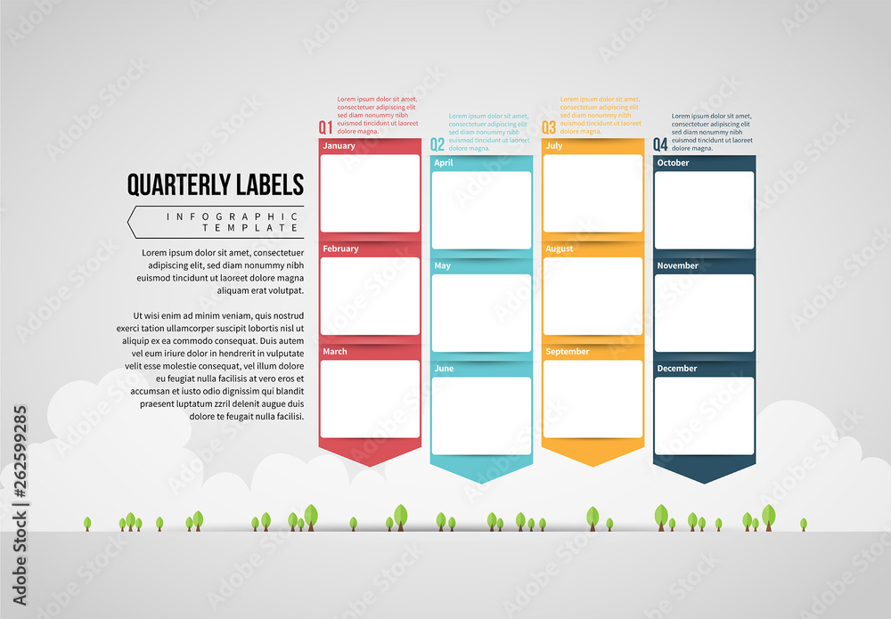 Quarterly Calendar Labels Stock Template | Adobe Stock