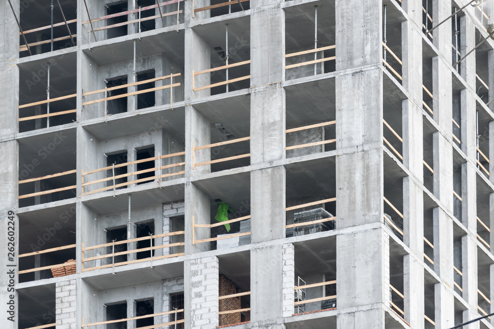wall with window openings in a multi-storey high-rise residential ...