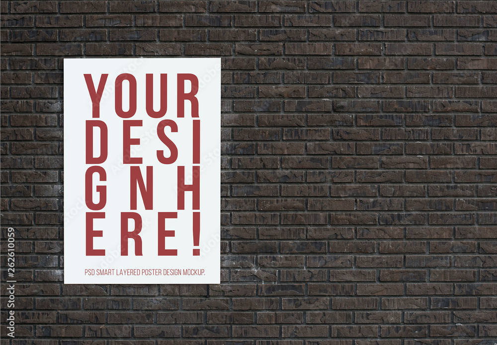 Poster on a Brick Wall Mockup Stock Template | Adobe Stock