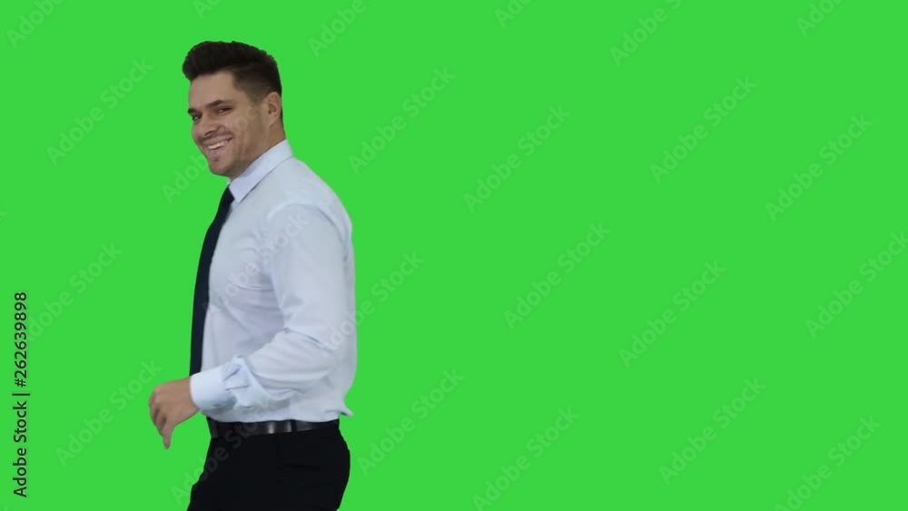 Vidéo Stock Follow me Young businessman walks in frame and invites you ...