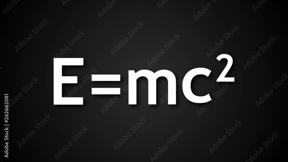 E=mc2 Albert Einsteins physical formula are on black background, mass ...