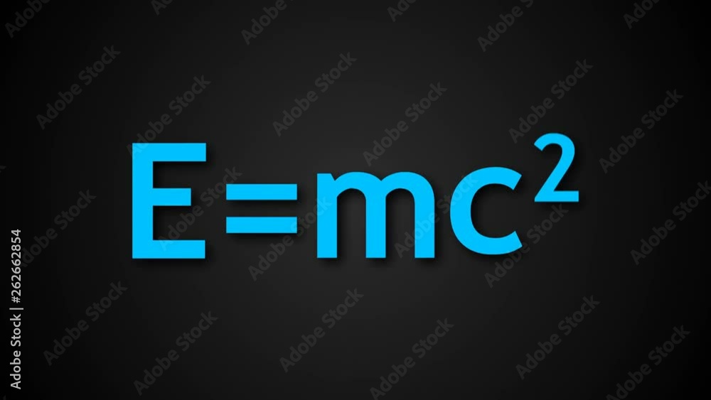 E=mc2 Albert Einsteins physical formula are on black background, mass ...