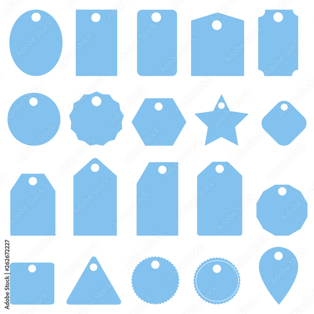set blue price tags icon on white background. flat style. set price ...