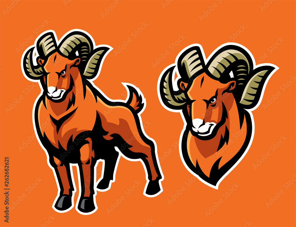 ram sheep mascot set Stock Vector | Adobe Stock