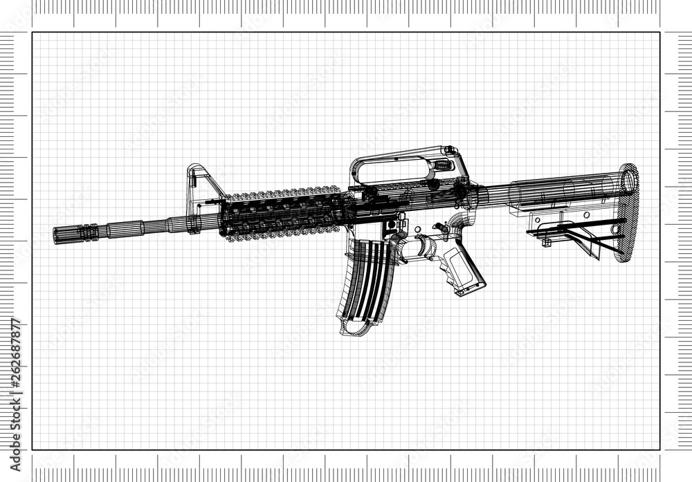 Rifle Architect Blueprint Stock Photo | Adobe Stock