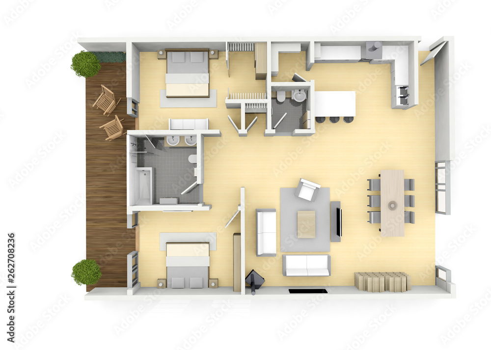 3d floorplan from above birds eye view Stock Illustration | Adobe Stock