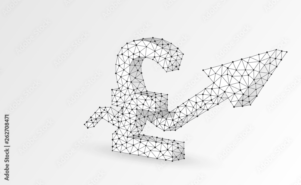 Growth arrow, British Pound currency sign, digital origami 3d ...
