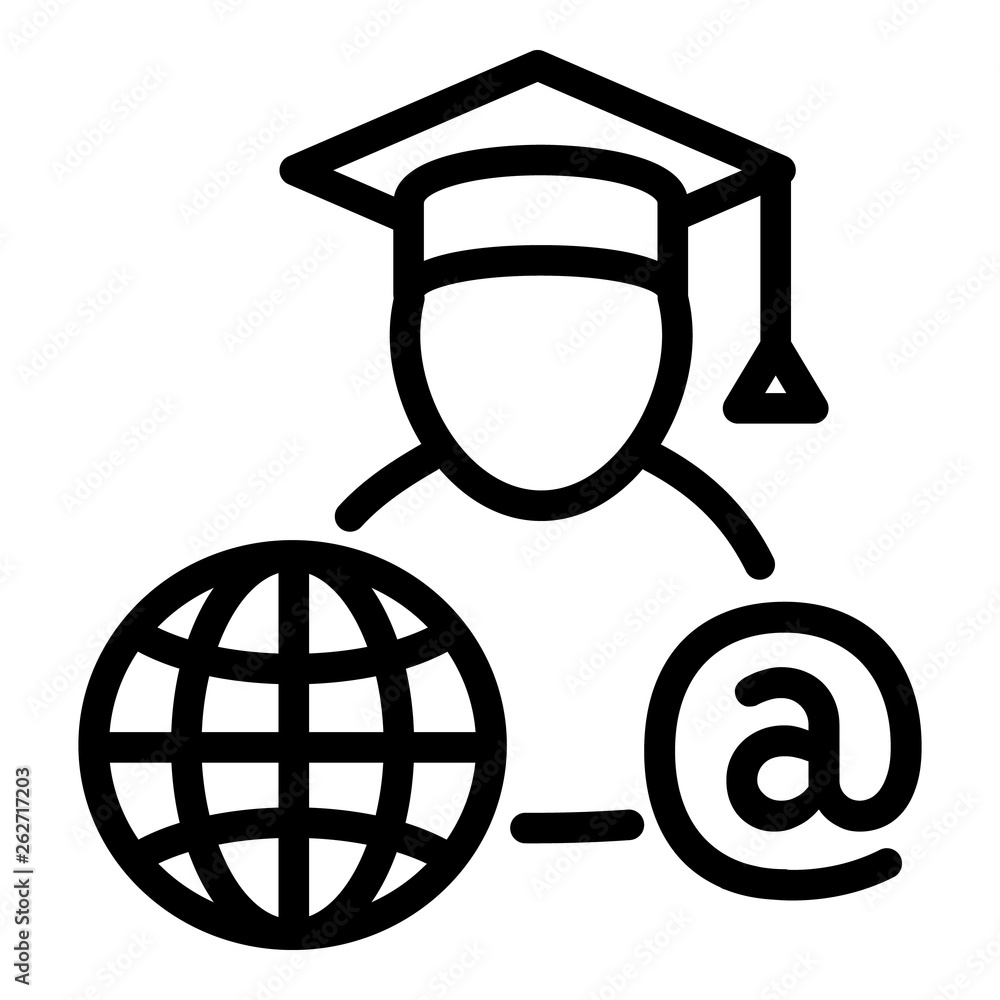 Online student icon. Outline online student vector icon for web design ...