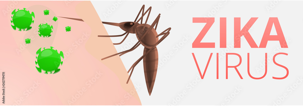 Zika virus concept banner. Cartoon illustration of zika virus vector ...