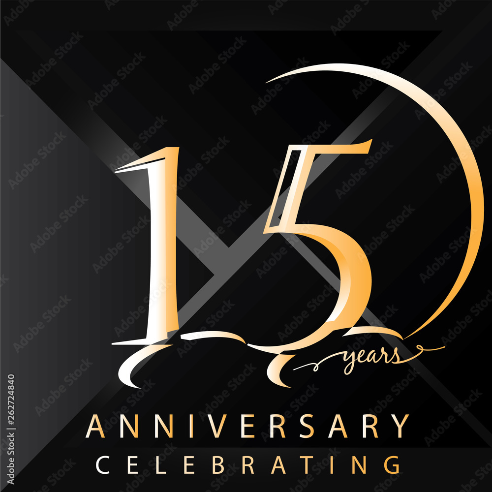 Anniversary 15 years numbers. Poster template for Celebrating 15 years ...
