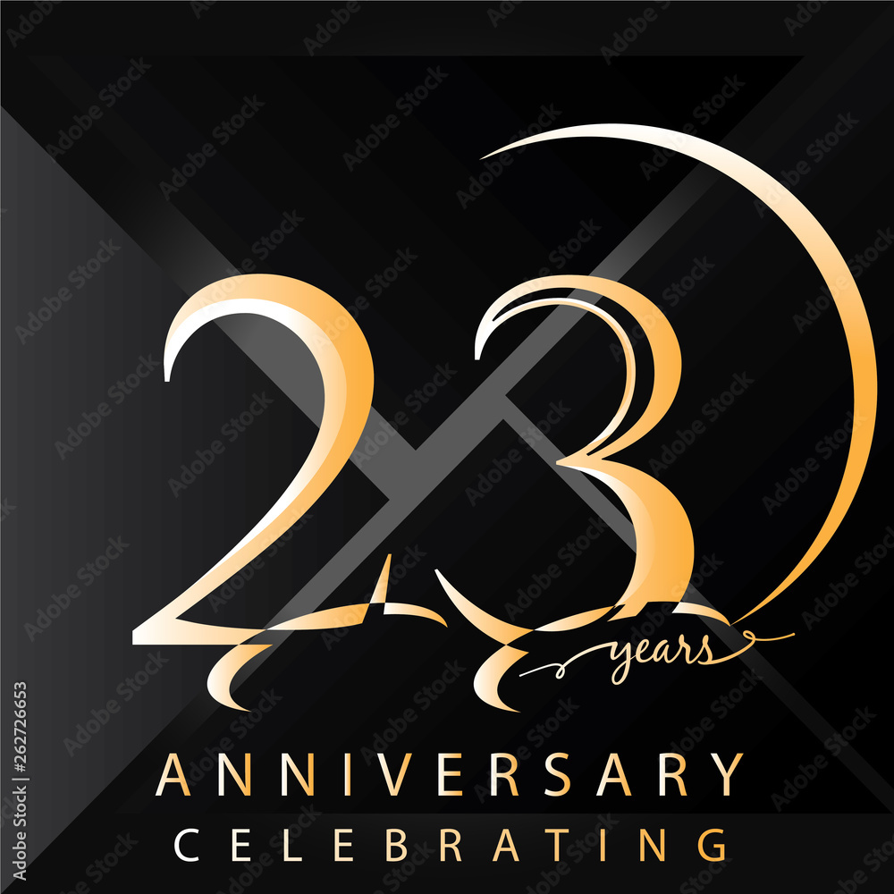 Anniversary 23 years numbers. Poster template for Celebrating 23 years ...