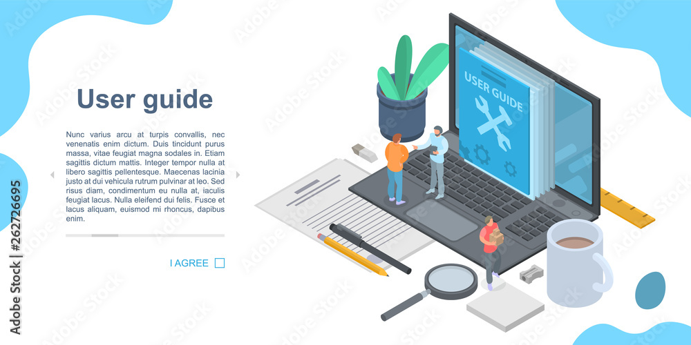 User guide concept banner. Isometric illustration of user guide vector ...