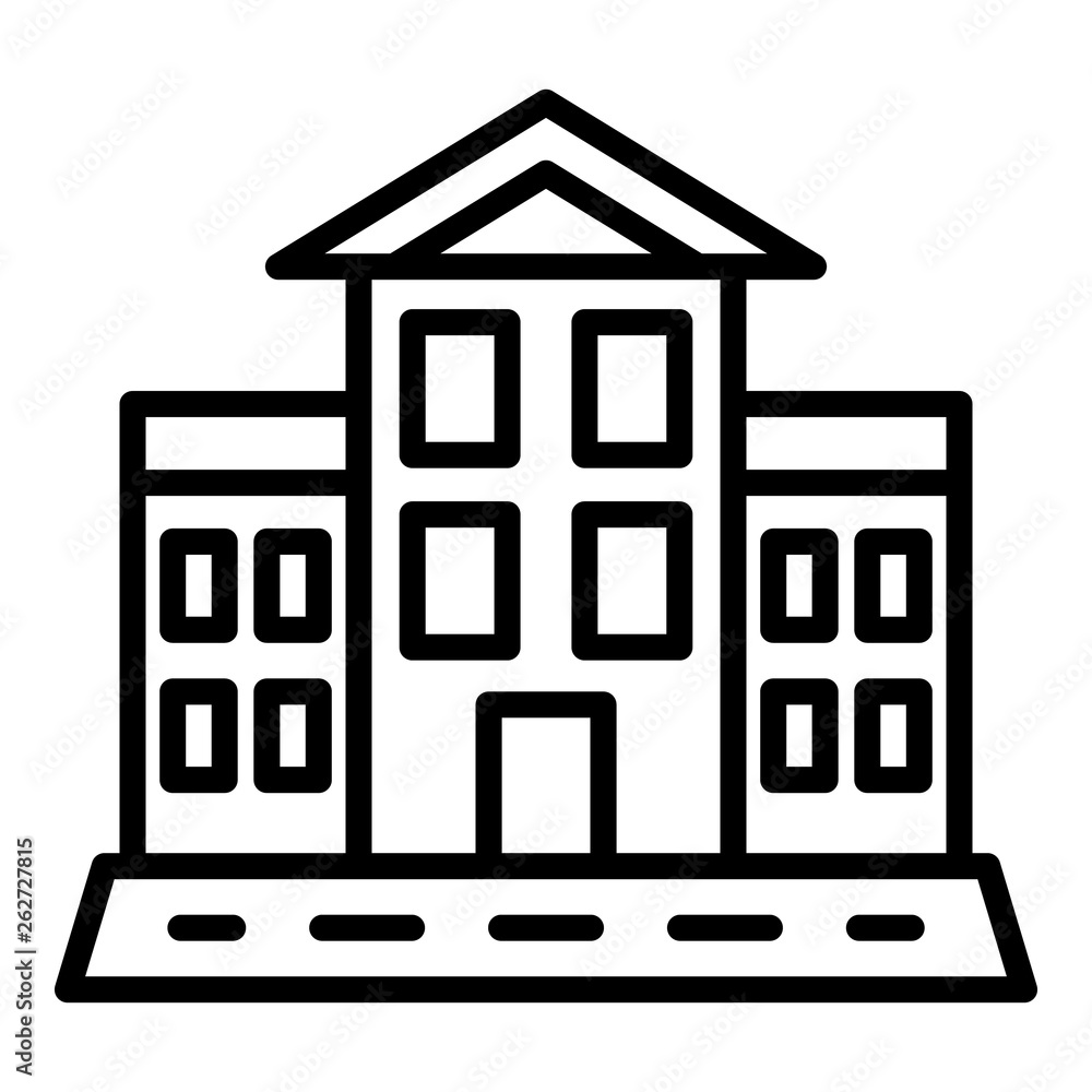School building icon. Outline school building vector icon for web ...