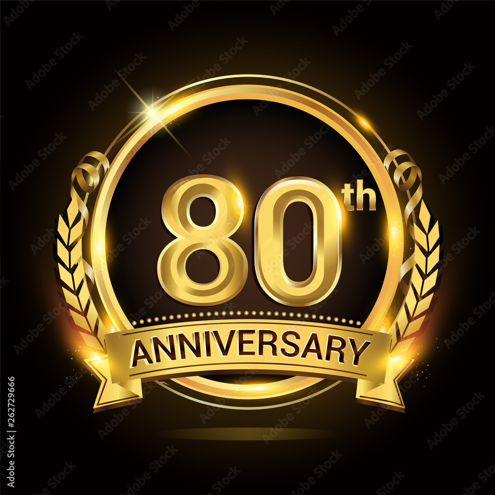 80th golden anniversary logo, 80 years anniversary celebration with ...