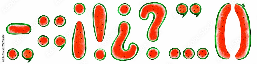 Watercolor Spanish punctuation marks (period, question mark ...