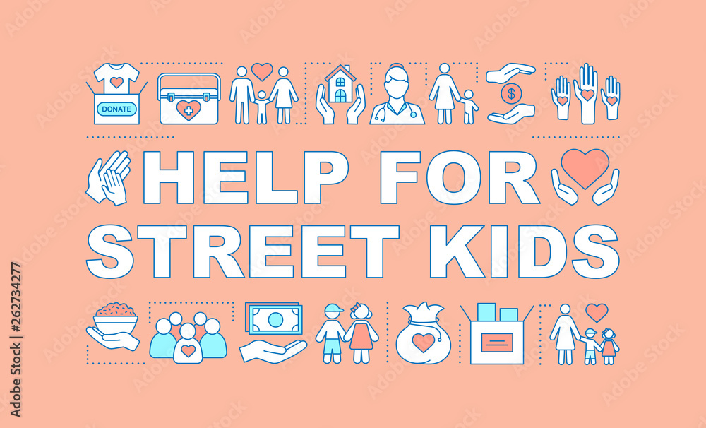 Help for street children word concepts banner Stock Vector | Adobe Stock