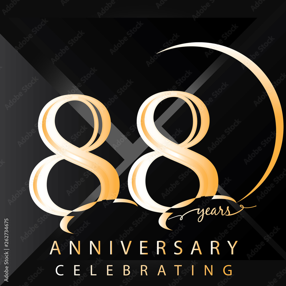 Anniversary 88 years numbers. Poster template for Celebrating 88 years ...