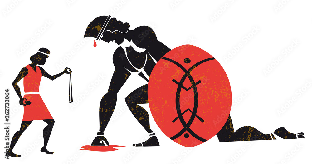 David and Goliath vector illustration Stock Vector | Adobe Stock