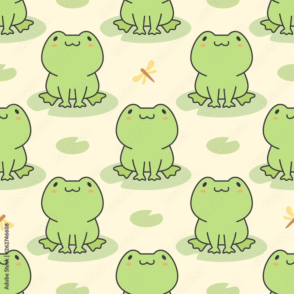 Cute frog Seamless Pattern Background Stock Vector | Adobe Stock