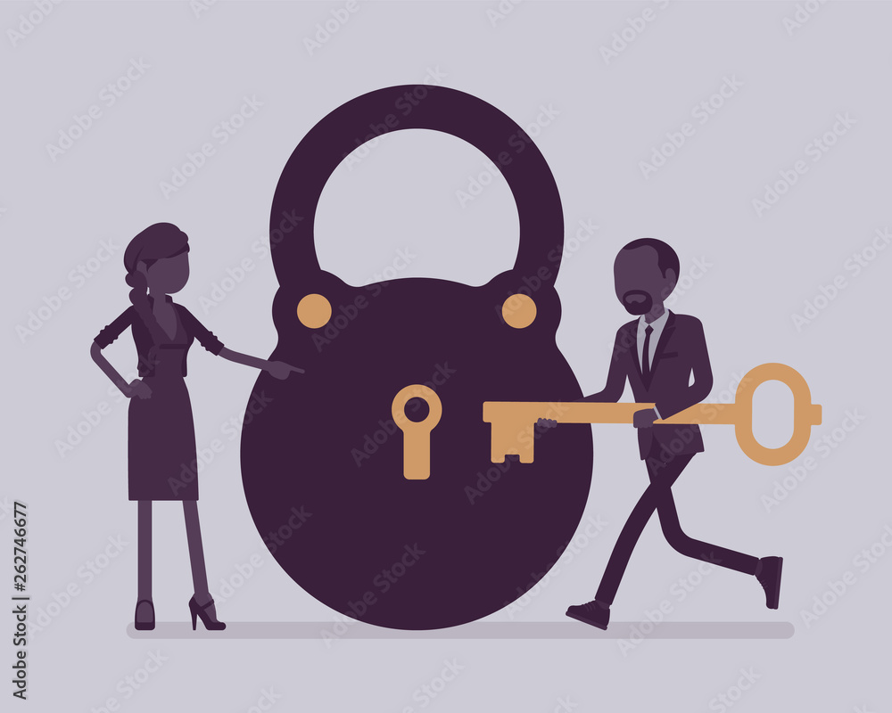 Lock and key, business problem solving and decision making metaphor ...