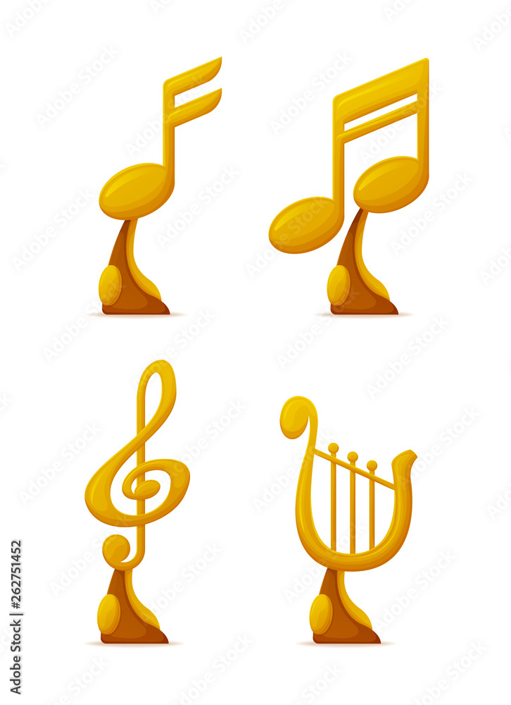 Music award, reward of musical players and singers vector. Isolated ...