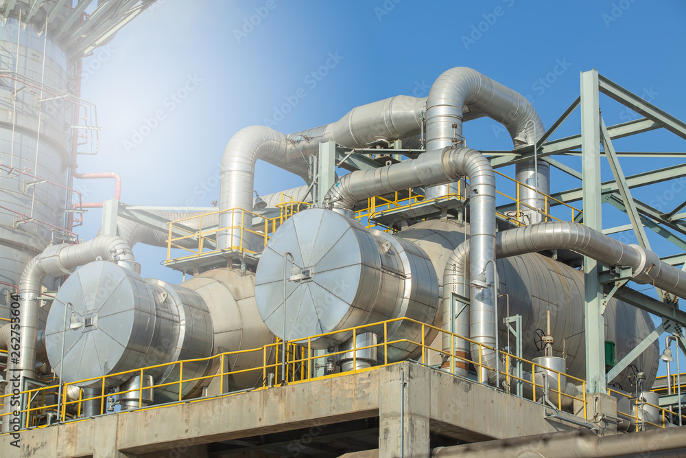 Heat Exchanger and Column, Heat Exchanger Gas separation plant. Stock ...